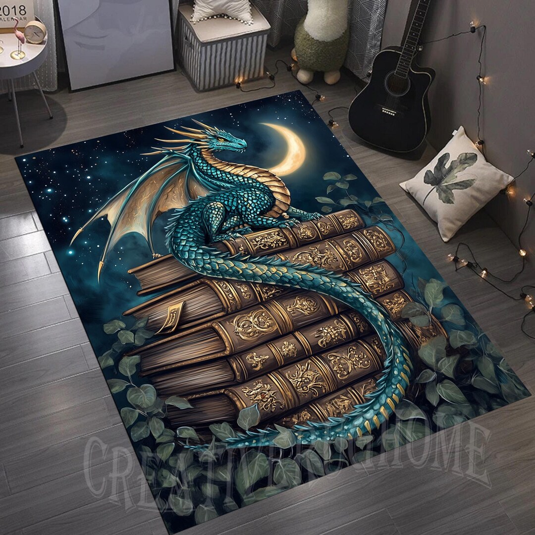 Dragon Rug, Leaves Dragon Rug,dragon Book Rug, Dragon Look Rug,dragon ...