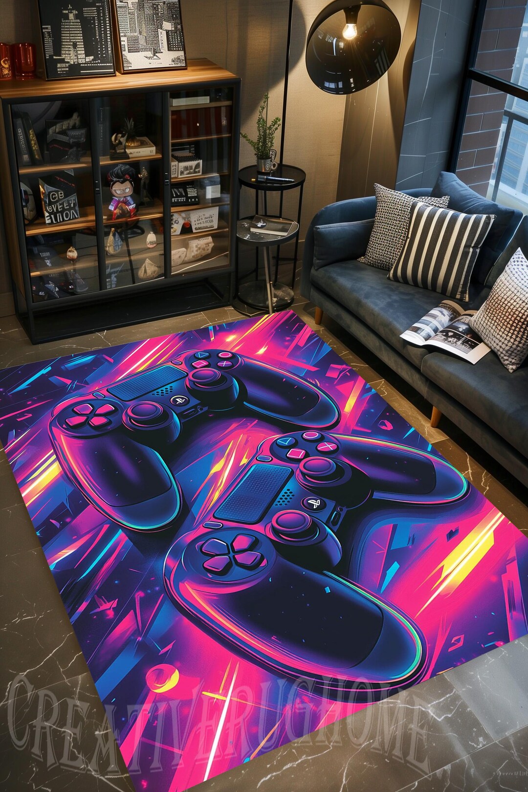 Neon Game Controller Rug, Non Slip Gamer Room Decor - Etsy