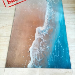 Sea Rug, Sandy Beach Rug, Sea Wave Rug, Beach Rug, Water Texture Rug ...