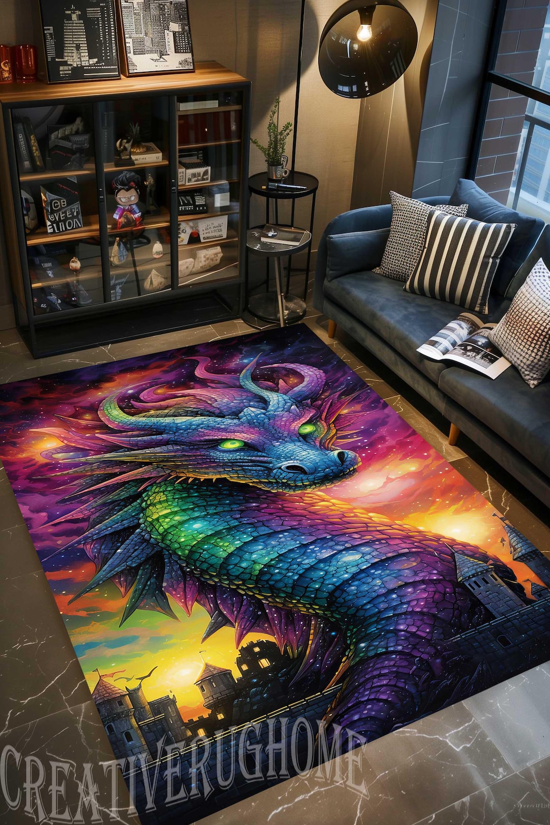 Dragon Rug, Dragon Pattern Rug, Green Dragon Rug, Dungeons Dragons Rug ...