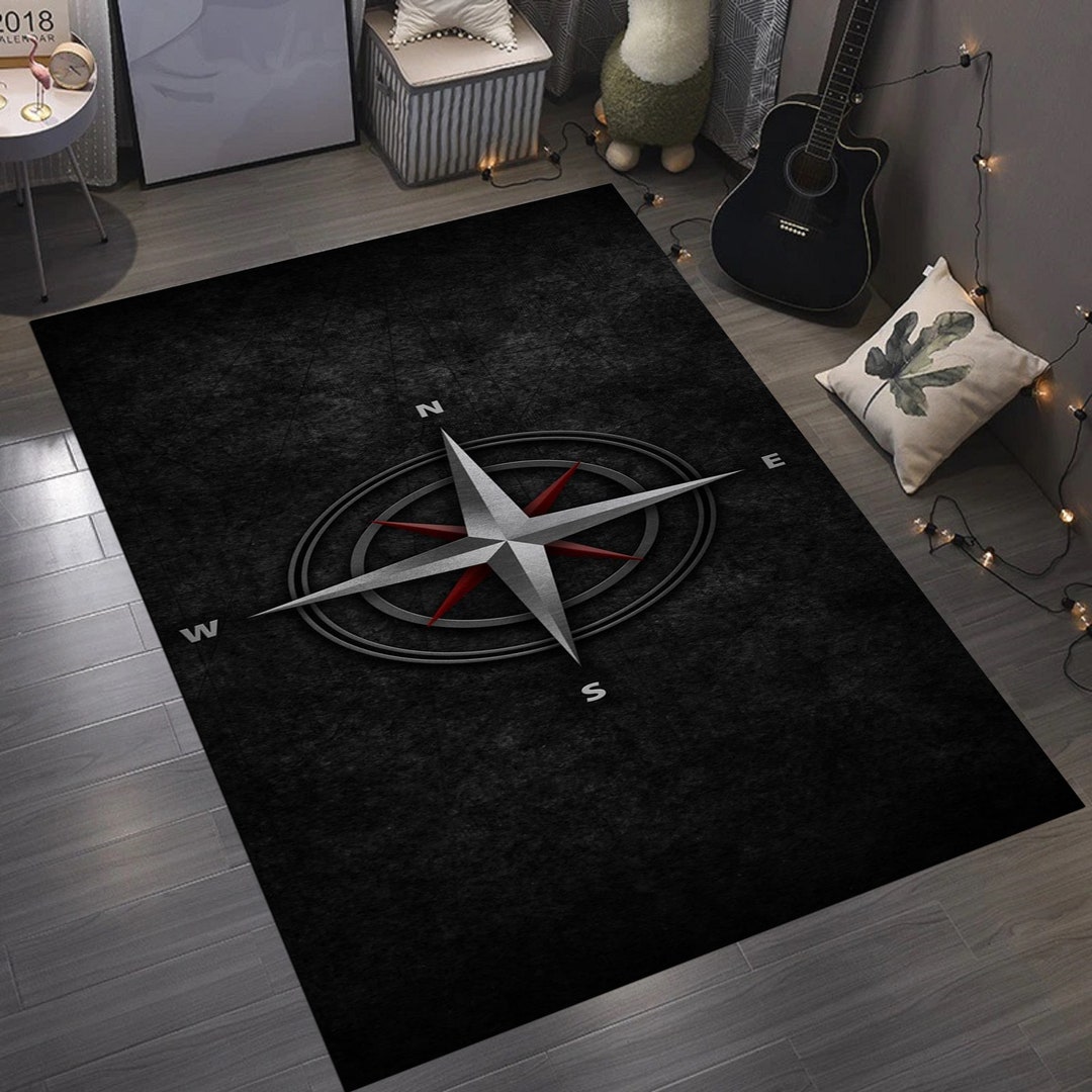 Compass,compass Design Rug,nautical Rug,compass Rug,rug Decoration,home ...