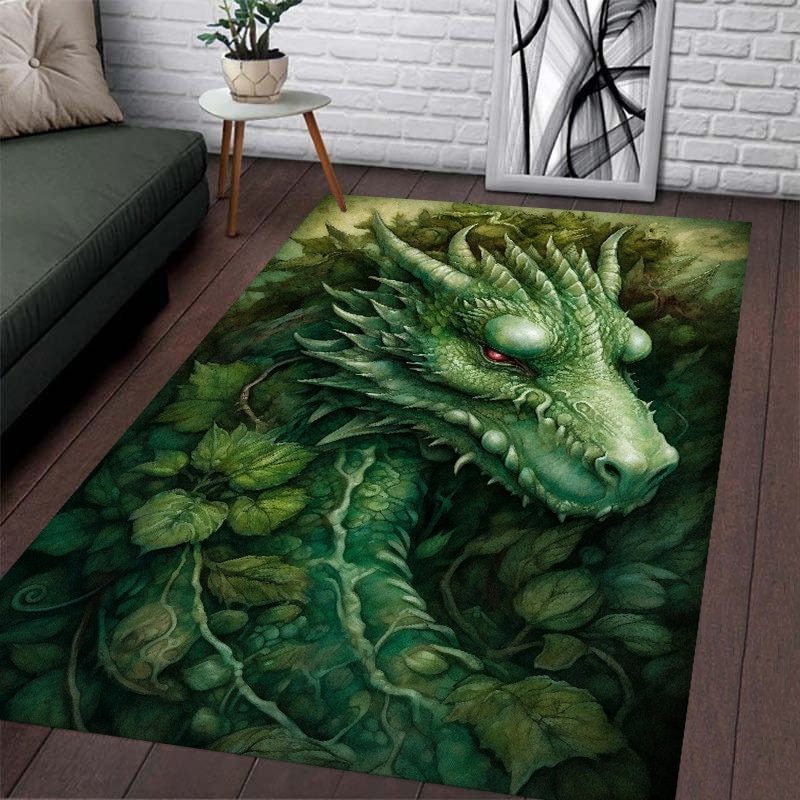 Dragon, Dragon Pattern Rug, Green Dragon Rug, Dungeons Dragons Rug ...