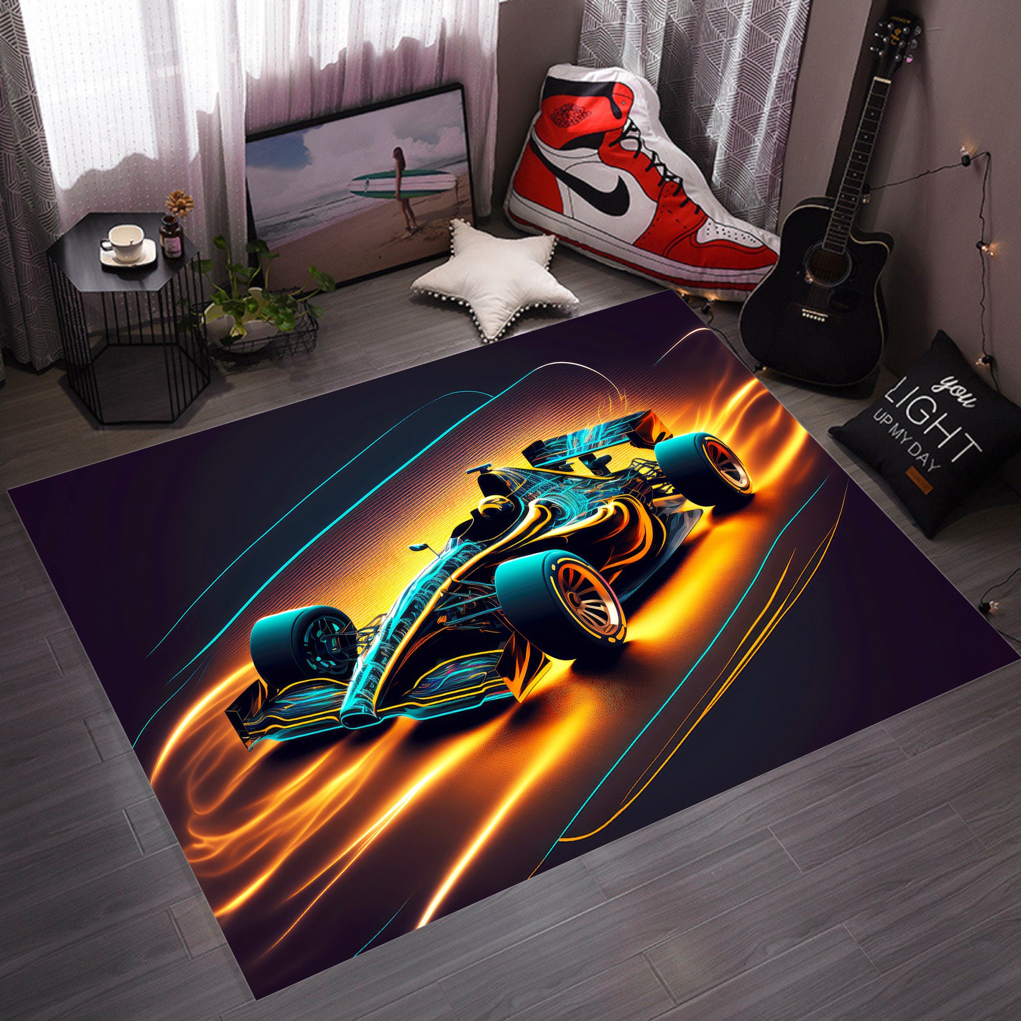 Racing Car, Racing Car Rug, Driving Track Rug, Kids Room Rug, Game ...