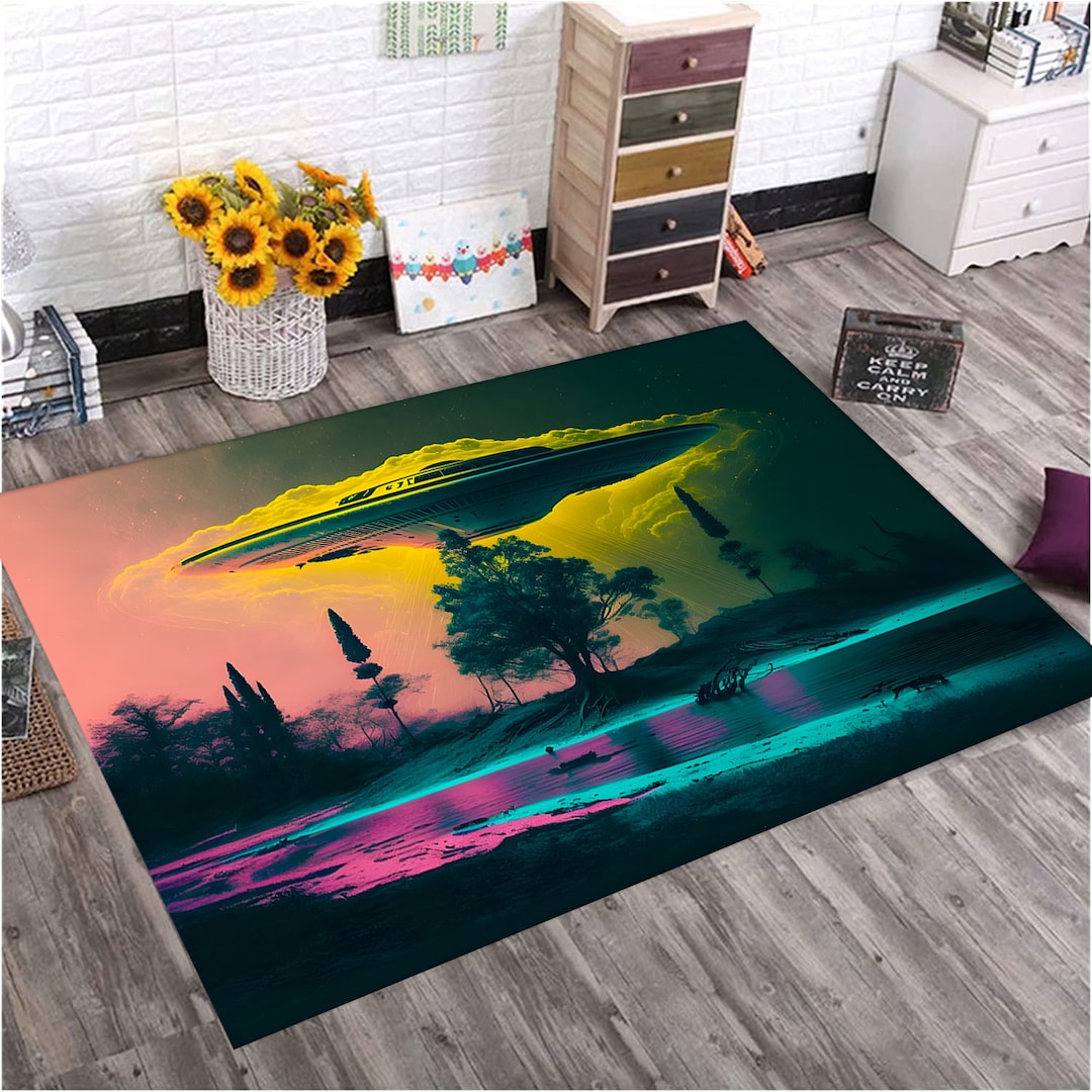 Ufo Rug, Alien Rug, Ufo Pattern Rug, Space Rug, Mystery Rug, Kids Room ...