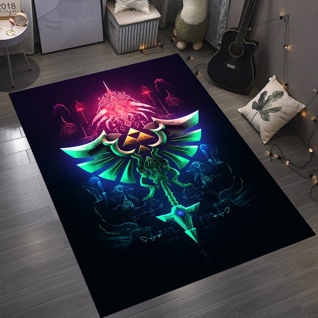 Zelda, Zelda Legend Rug, Legend of Zelda, Game Room Rug, Gaming Area ...