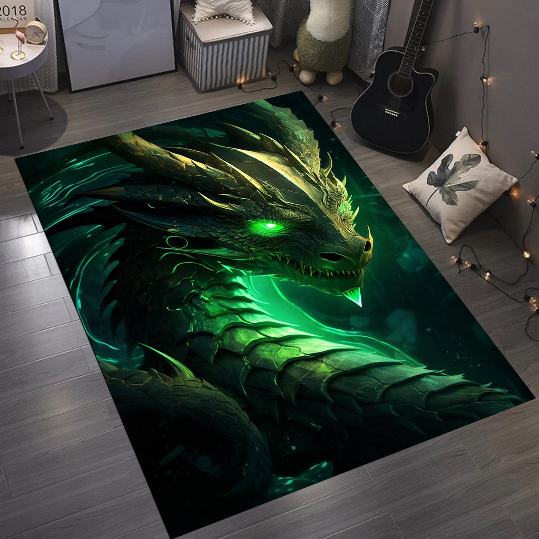 Dragon Dragon Pattern Rug Green Dragon Rug Dungeons Dragons - Etsy