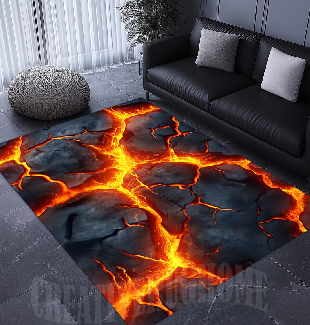 Lava Rug, Lava Pattern Rug, Lava Look Rug, Fire Decor Rug, Volcano Rug ...