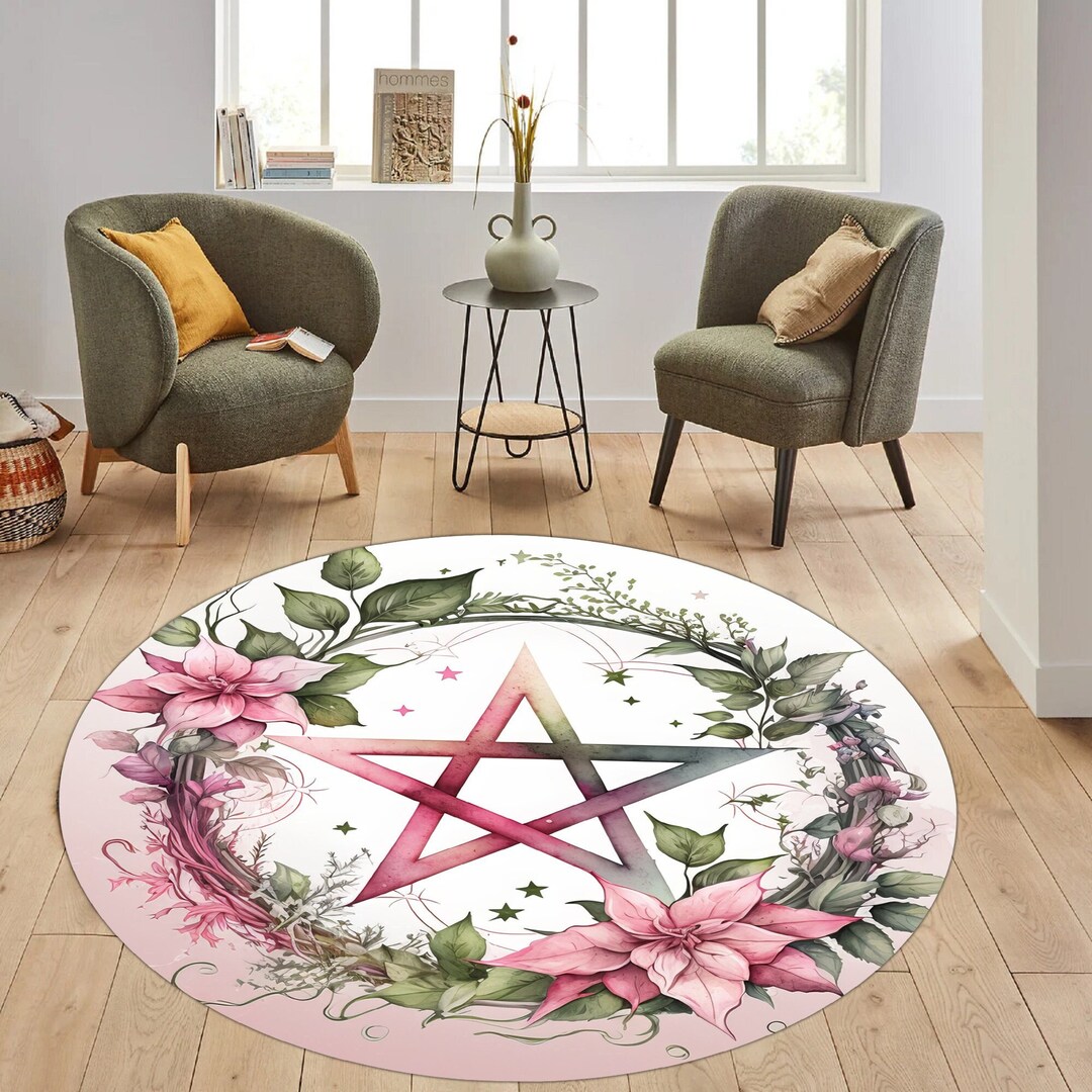Pentagram Rug,pentagram Round Rug,protection Symbol Rug,gothic ...