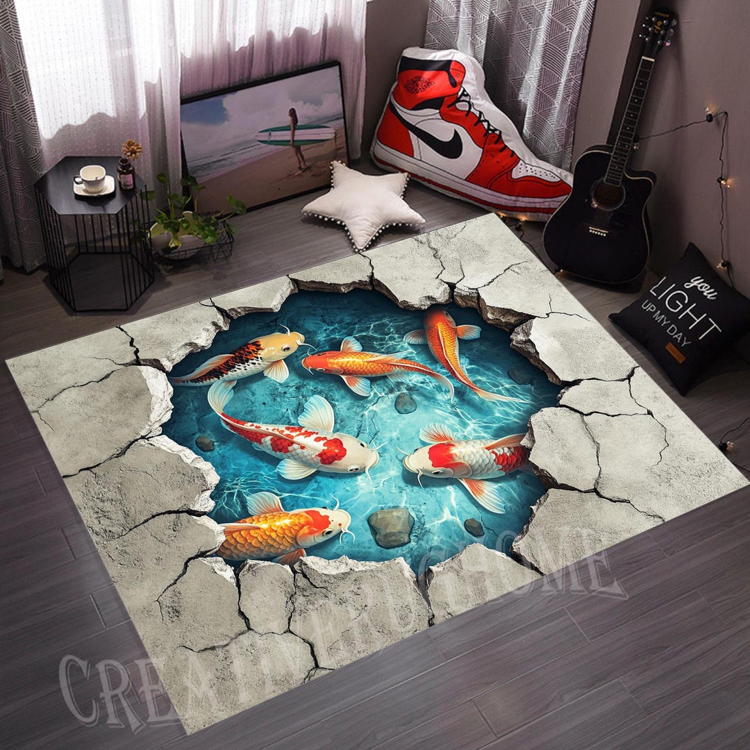Fish Rug, Fish Look Rug, Fish Area Rug, Sea Fish Rug, 3D Looking Lake ...