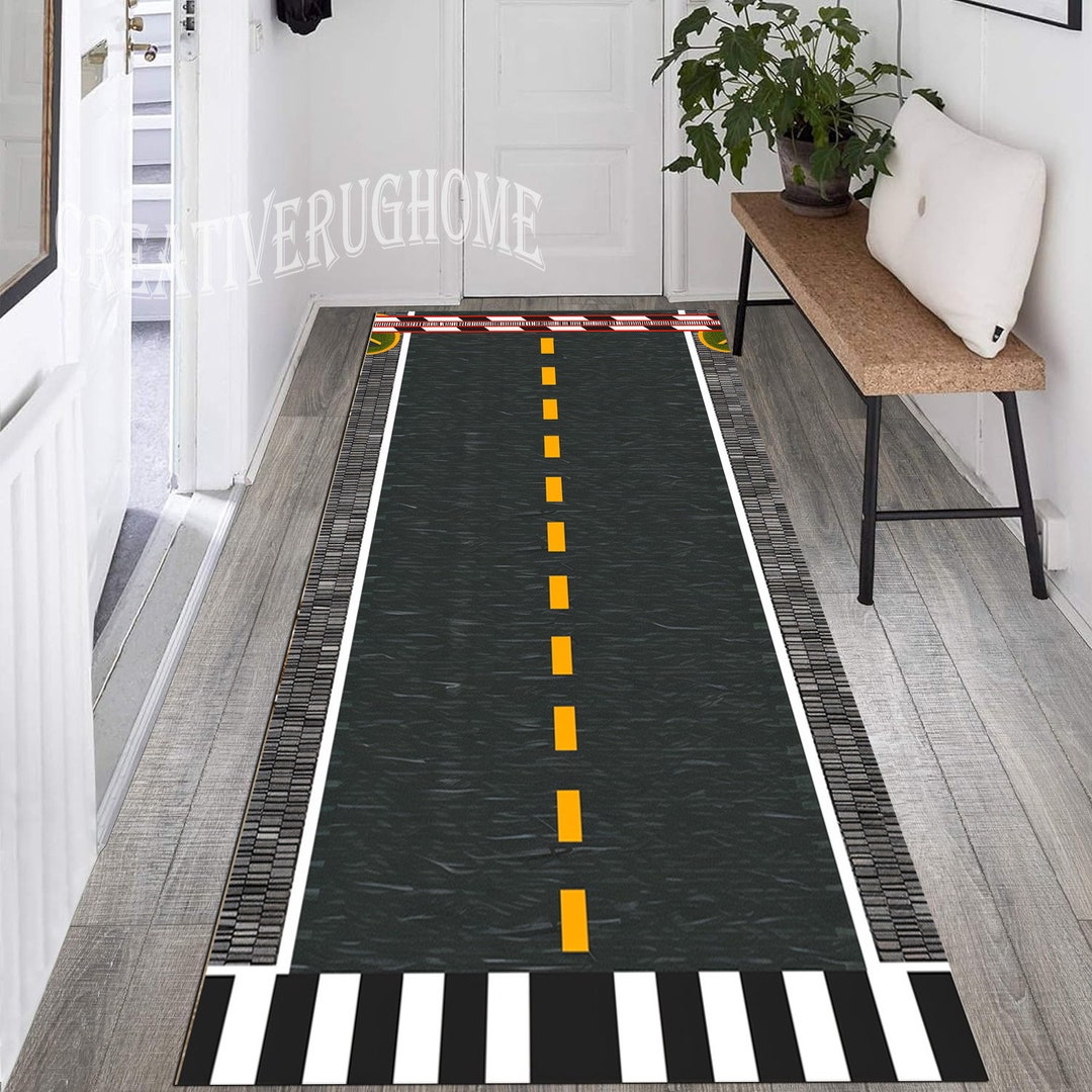 Race Track, Race Track Rug,asfalt Themed Rug,road Runner Rug, Kids Room ...