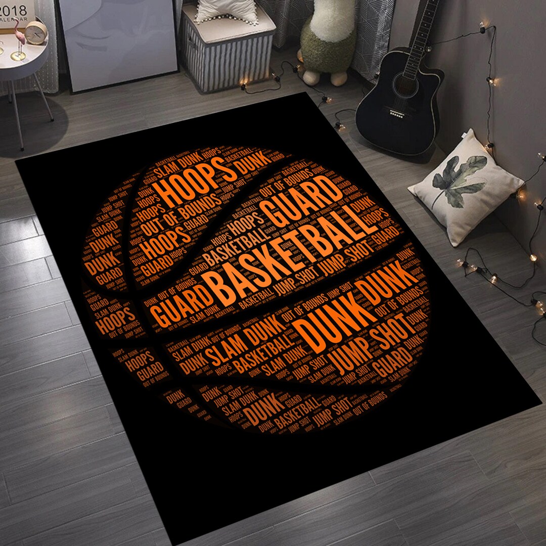 Basketball Word Art Rug, Sport Room Decor - Etsy