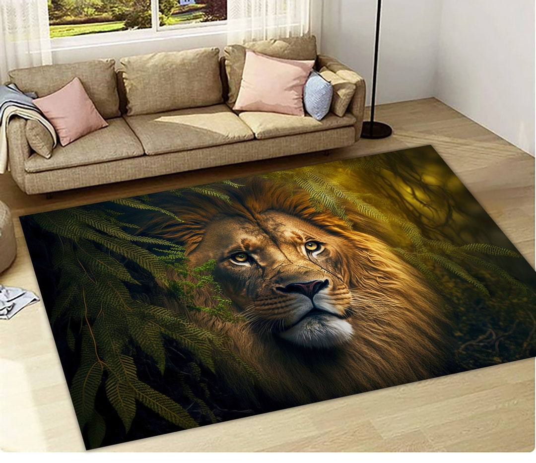 Lion, Lion Rug, Lion Themed Rug, Animal Rug, Gift Lion Rug, Cool Animal ...