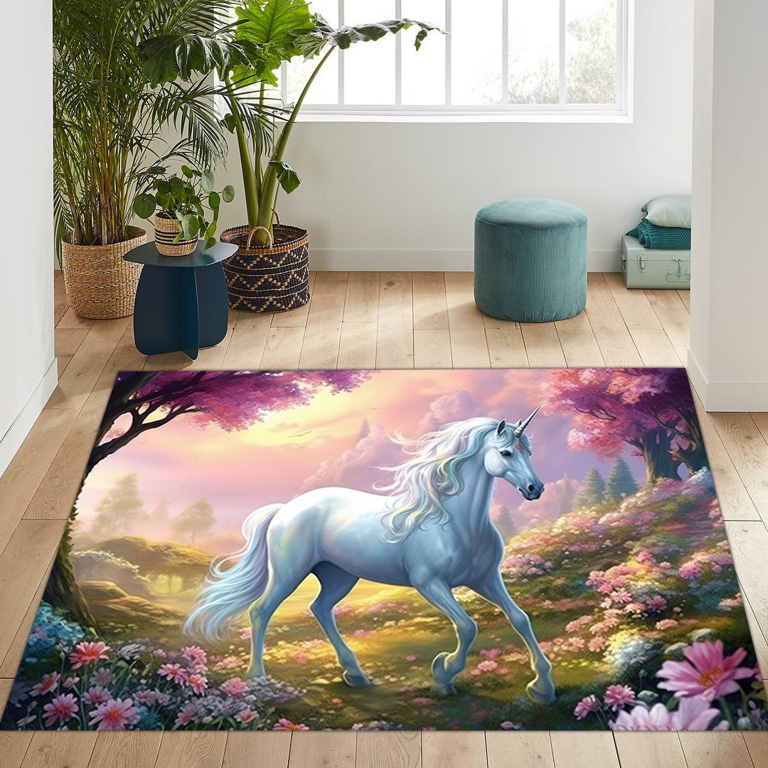 Unicorn Rug, Unicorn Themed Rug, Girl Room Rug, Kids Decor Rug,gift ...