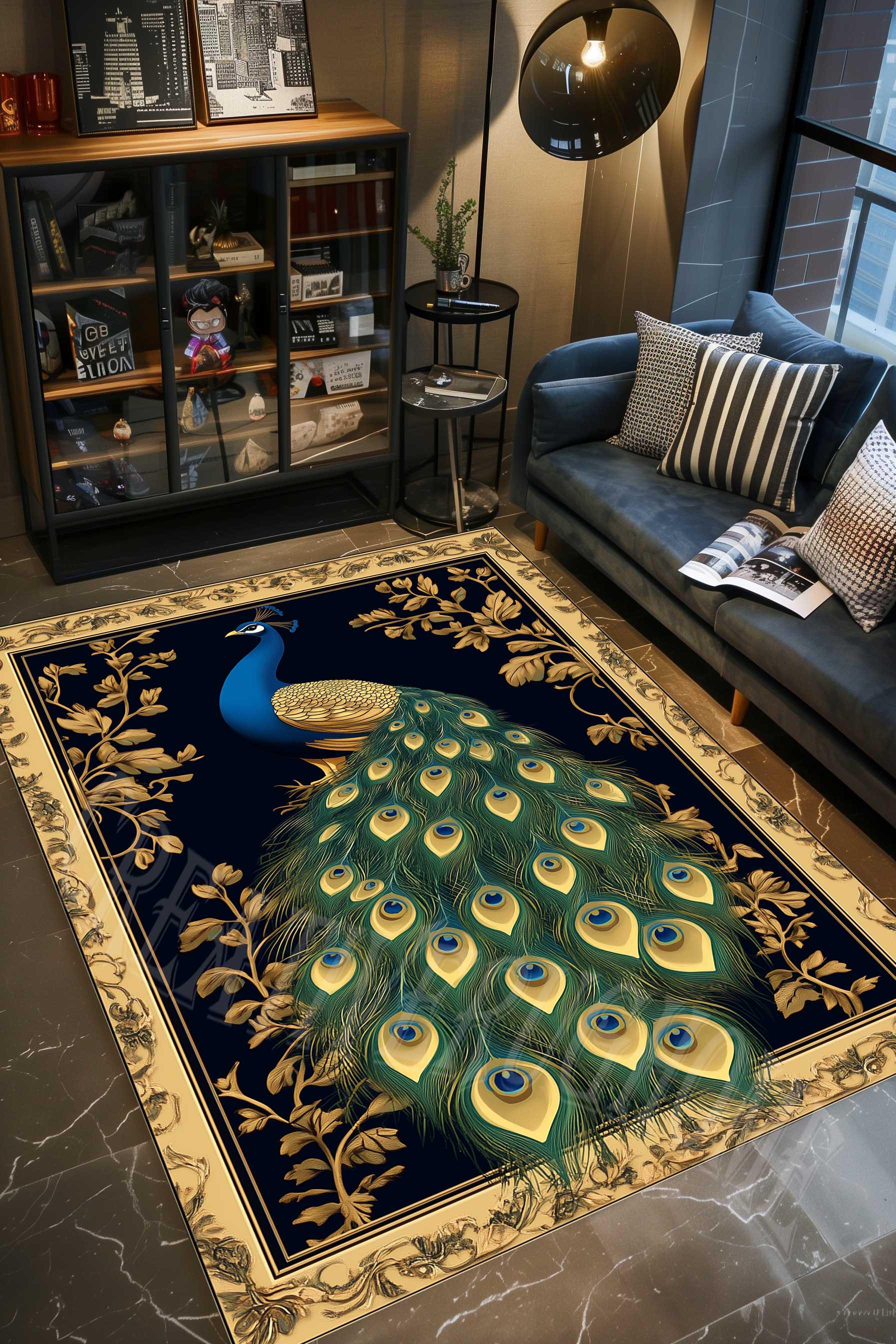 Peacock Patterned Rug, Ethnic Style, Animal Decor - Etsy