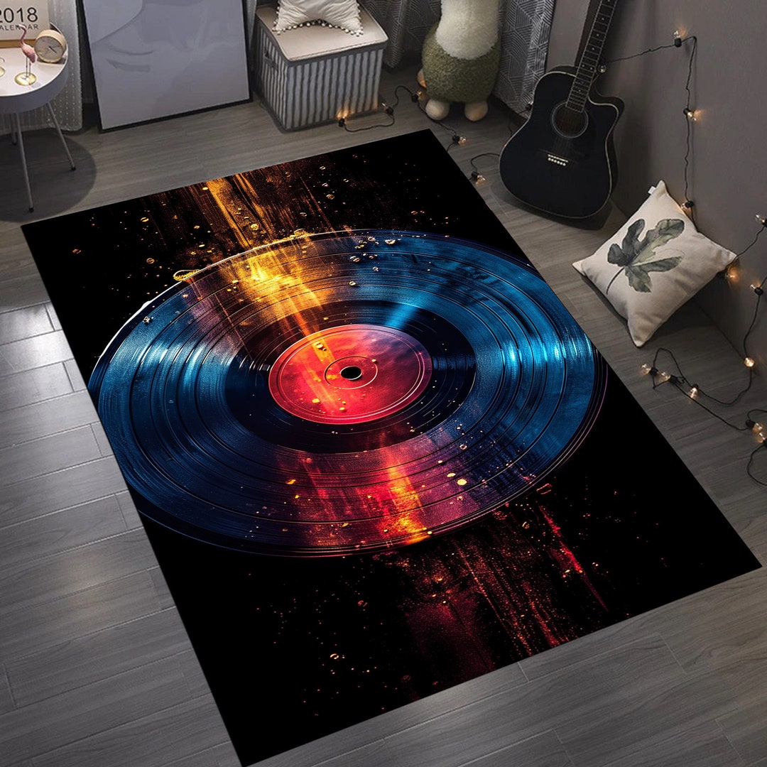Record, Record Rug, Retro Music, Retro Record Music, Record Pattern Rug ...