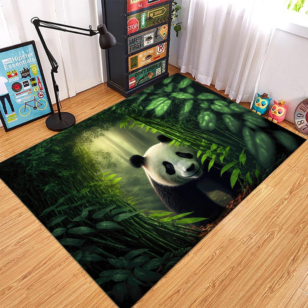 Panda, Panda Rug, Cute Panda Rug, Bamboo Forest Rug, Animal Rug, Gift ...