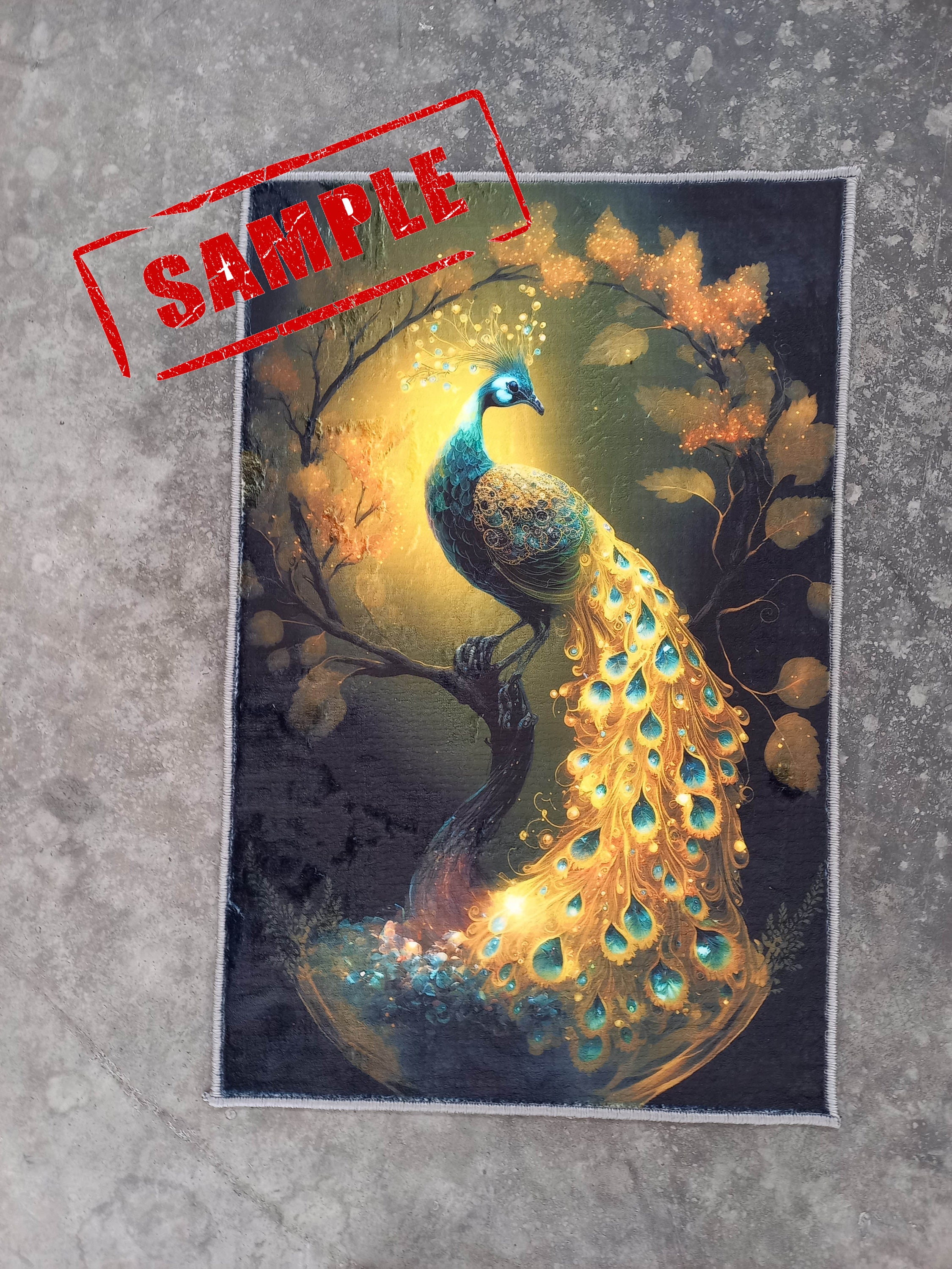 Peacock Rug, Peacock Patterned Rug, Animal Decor Rug, Decorative Rug ...