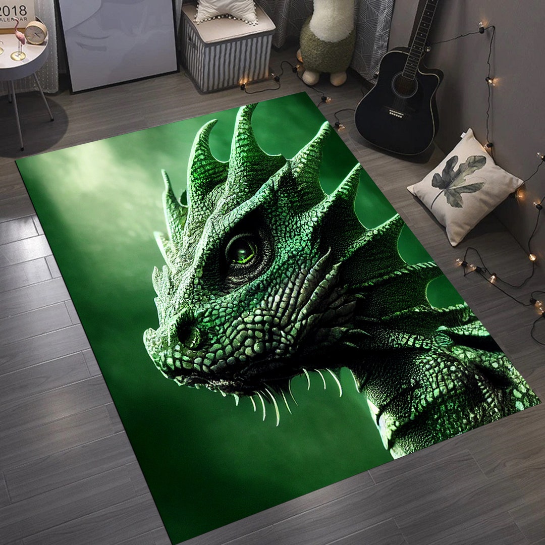 Dragon, Dragon Pattern Rug, Green Dragon Rug, Dungeons Dragons Rug ...