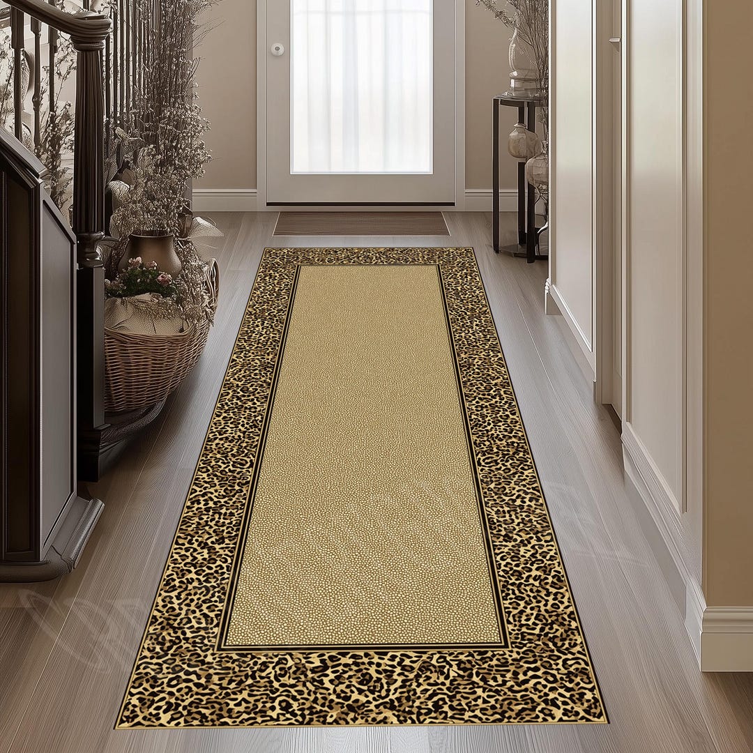 Leopard Print Hallway Runner Rug, Modern Animal Print - Etsy