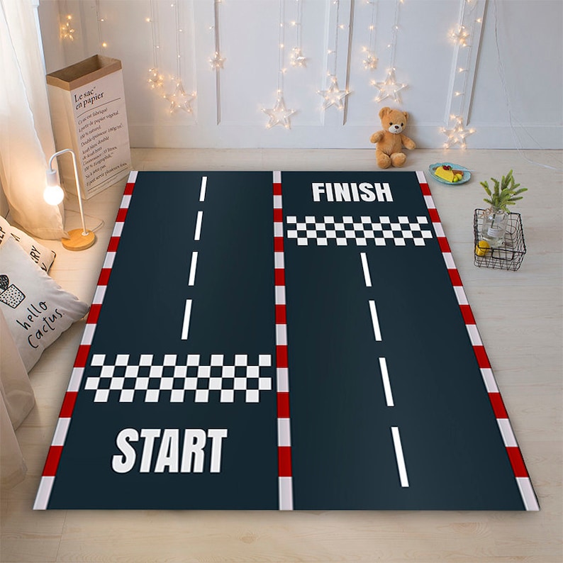 Race Track, Race Track Rug, Start Line, Finish Line, Kids Room Rug ...