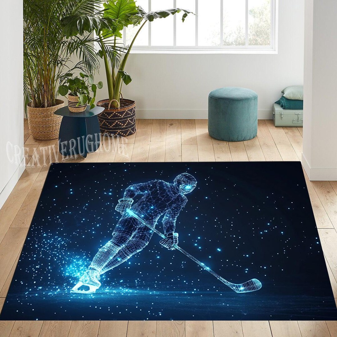 Hockey Rug, Hockey Player, Hockey Field Rug, Ice Hockey Rug, Kids Room ...