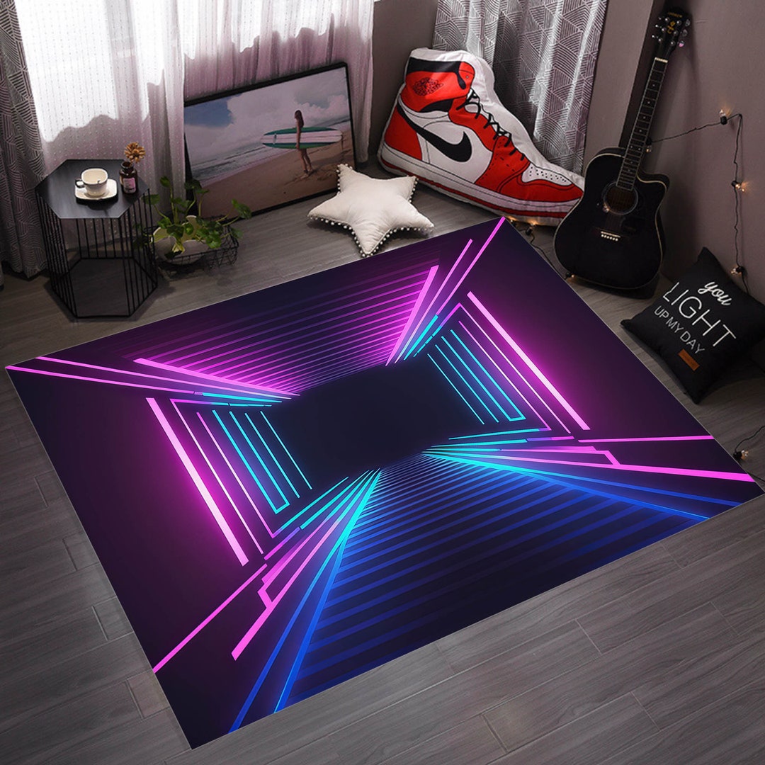 Neon Rug Neon Abstract Rug Neon Vortex Rug Modern Neon - Etsy