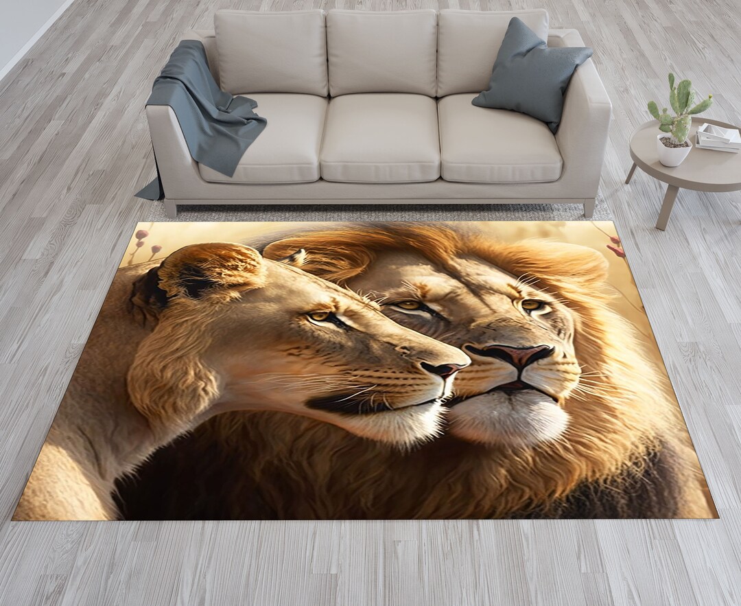 Lion, Lion Rug, Lion Themed Rug, Animal Rug, Gift Lion Rug, Cool Animal ...