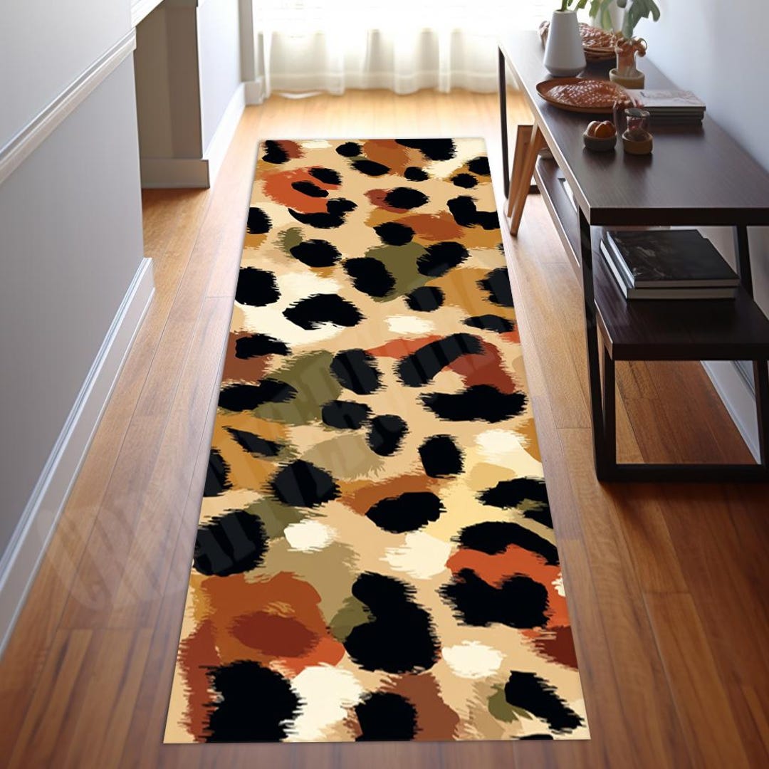 Leopard Print Hallway Runner Rug, Modern Animal Print - Etsy