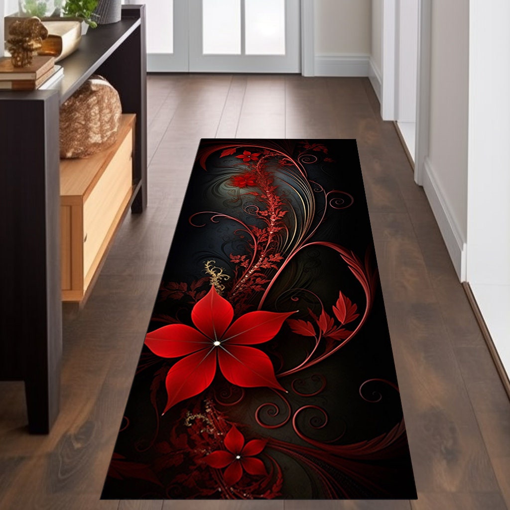 Poinsettia Rug Poinsettia Runner Rug Christmas Poinsettia - Etsy