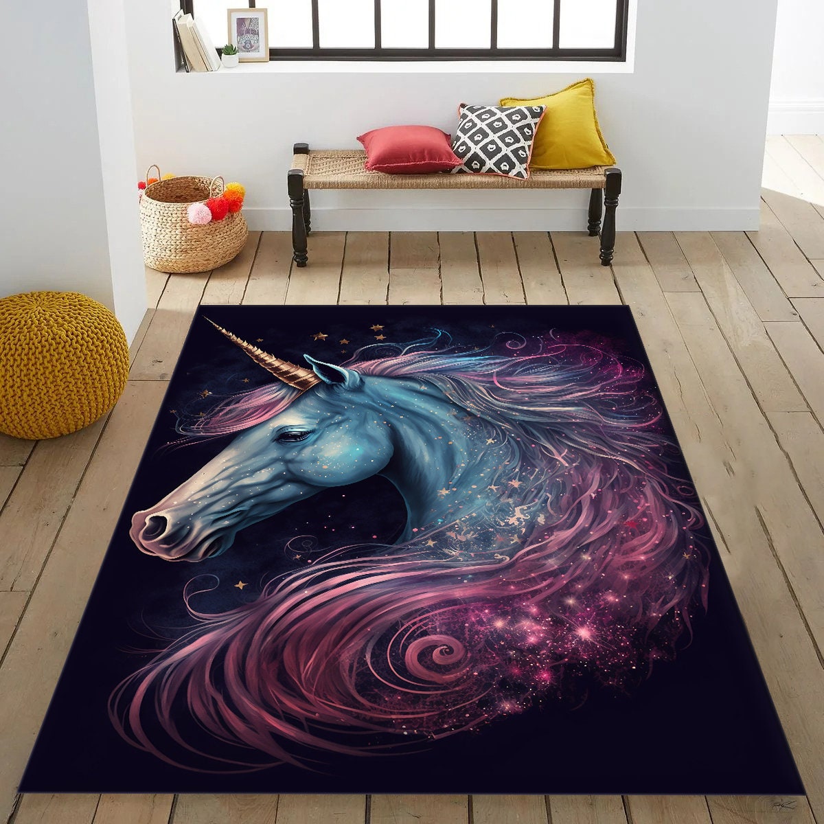 Unicorn Rug, Unicorn Themed Rug, Girl Room Rug, Kids Decor Rug,gift ...