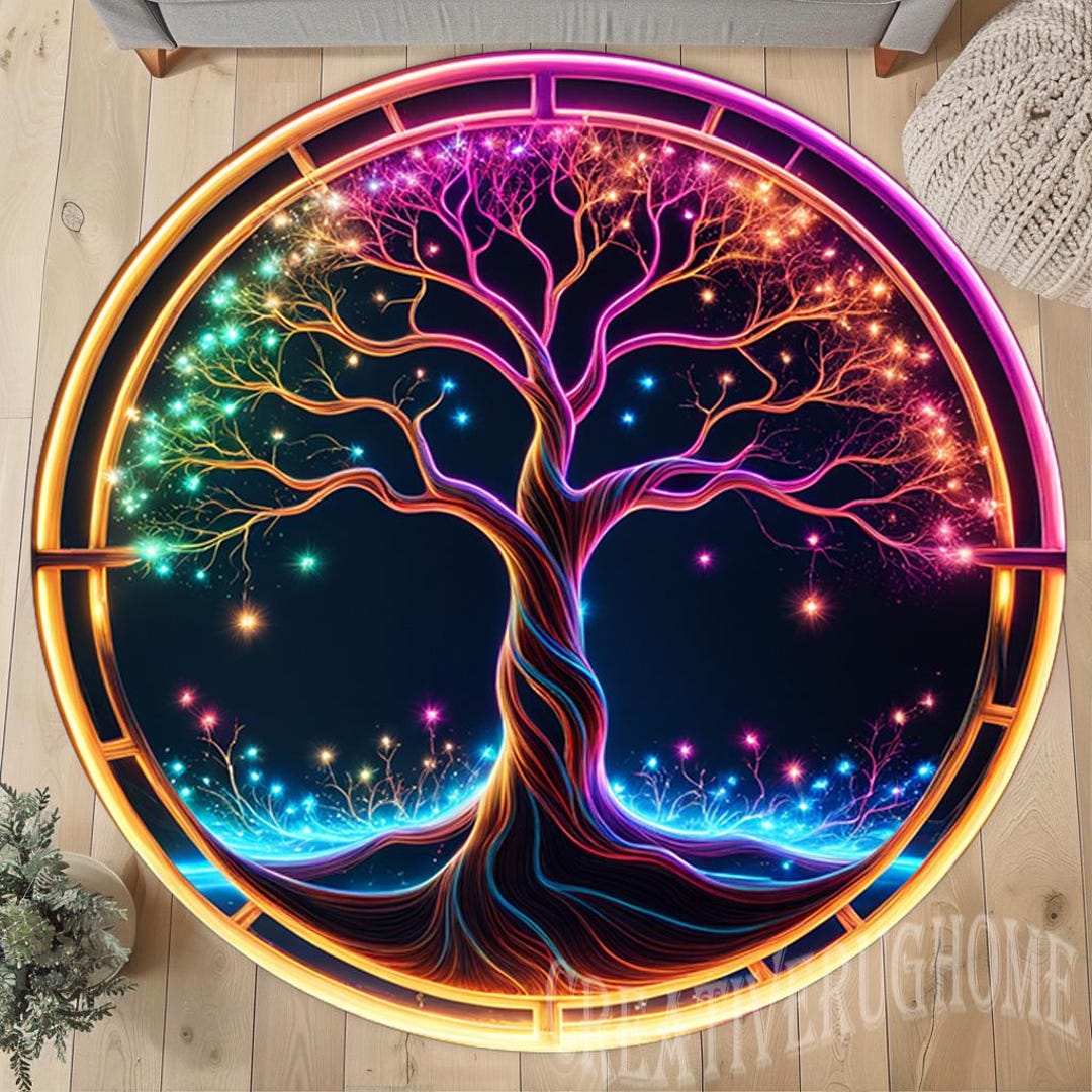 Tree of Life, Tree of Life Rug, Neon Tree of Life Rug, Tree of Life ...