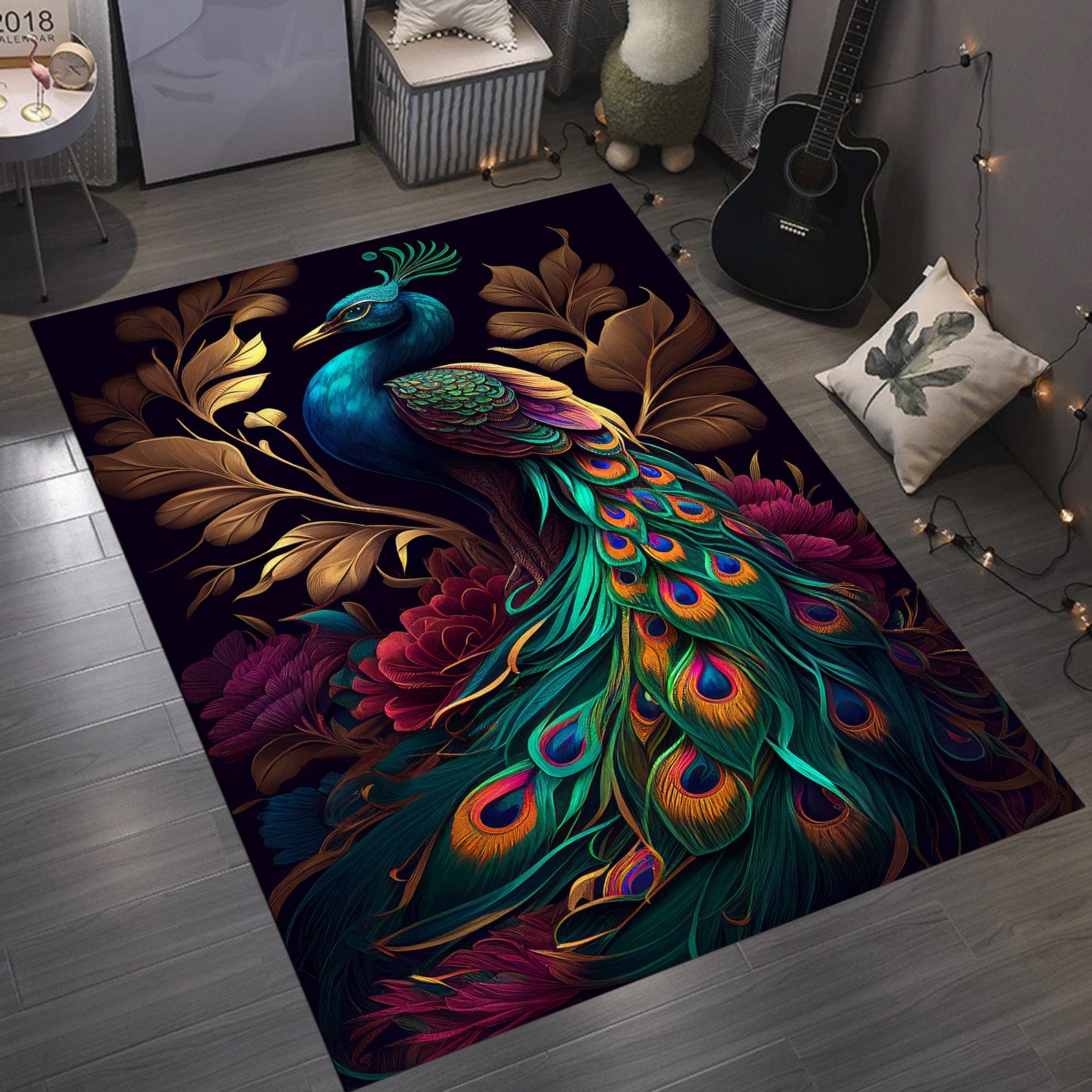 Peacock Rug Peacock Patterned Rug Animal Decor Rug - Etsy
