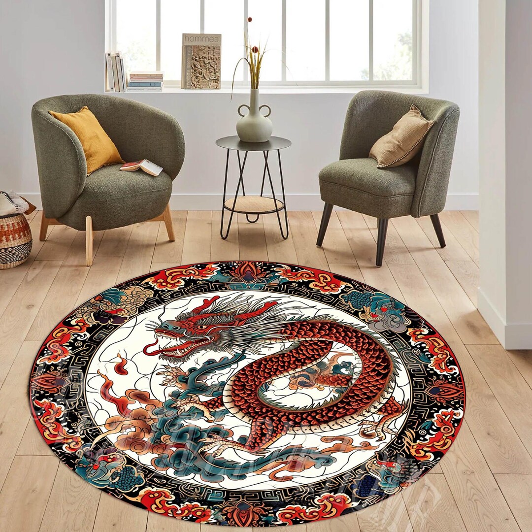 Dragon, Dragon Pattern Rug, Round Dragon Rug,dungeons Dragons Rug ...