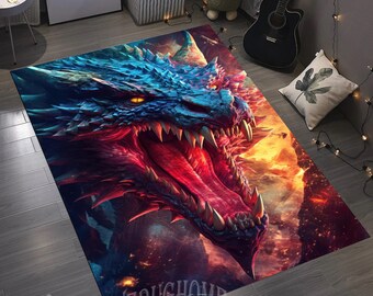 Dragon, Dragon Pattern Rug, Pink Dragon Rug, Dungeons Dragons Rug ...