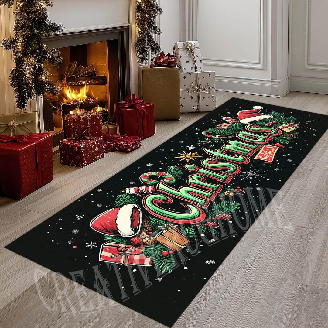 Christmas Rug, Christmas Ornament Rug, Merry Christmas Rug, Christmas ...