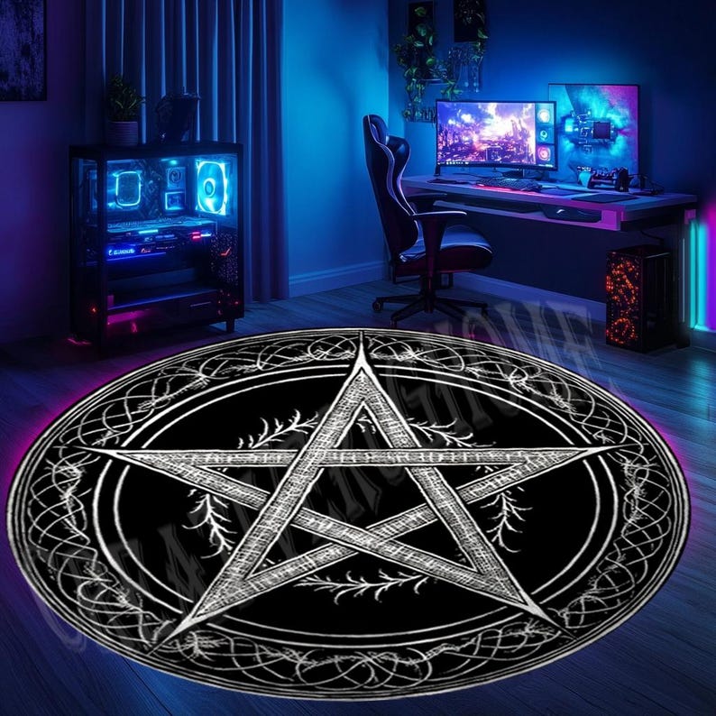 Gothic Pentagram Round Rug, Devil's Trap Design - Etsy