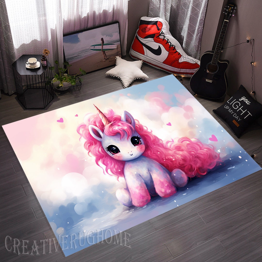 Unicorn Rug, Unicorn Themed Rug, Girl Room Rug, Kids Decor Rug,gift ...
