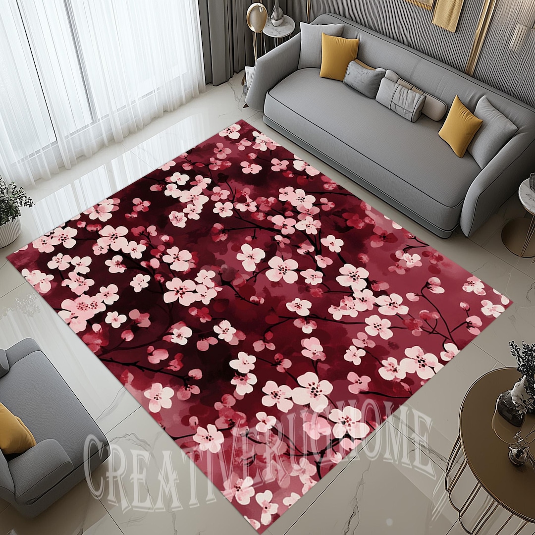 Cherry Blossom Rug, Pink Cherry Blossom,sakura Blossoms Rug,spring ...