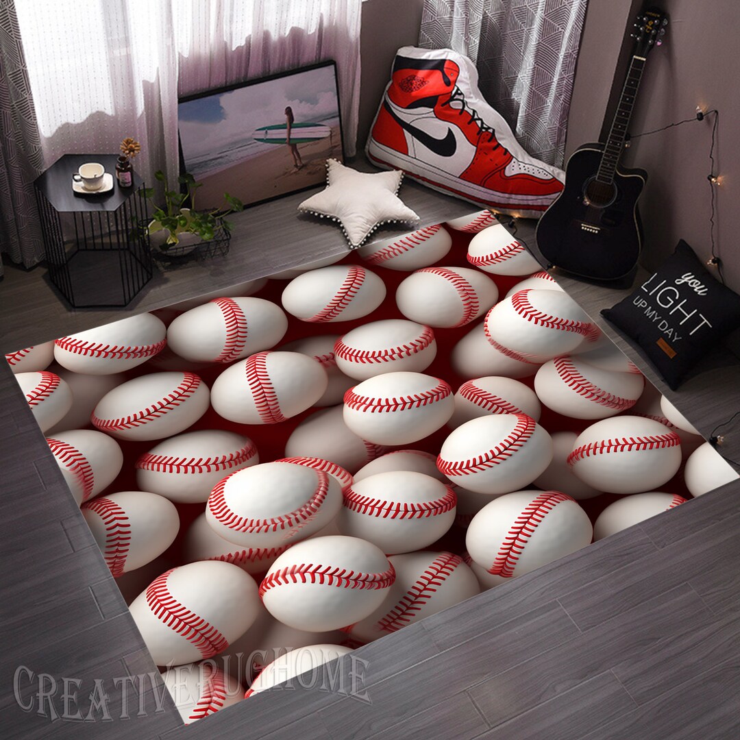 Baseball Rug, Baseball Ball Rug, Baseball Design Rug, Baseball Area Rug ...