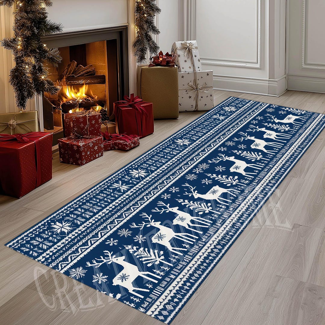 Christmas Rug, Christmas Reindeer Rug,christmas Ornament Rug, Merry ...