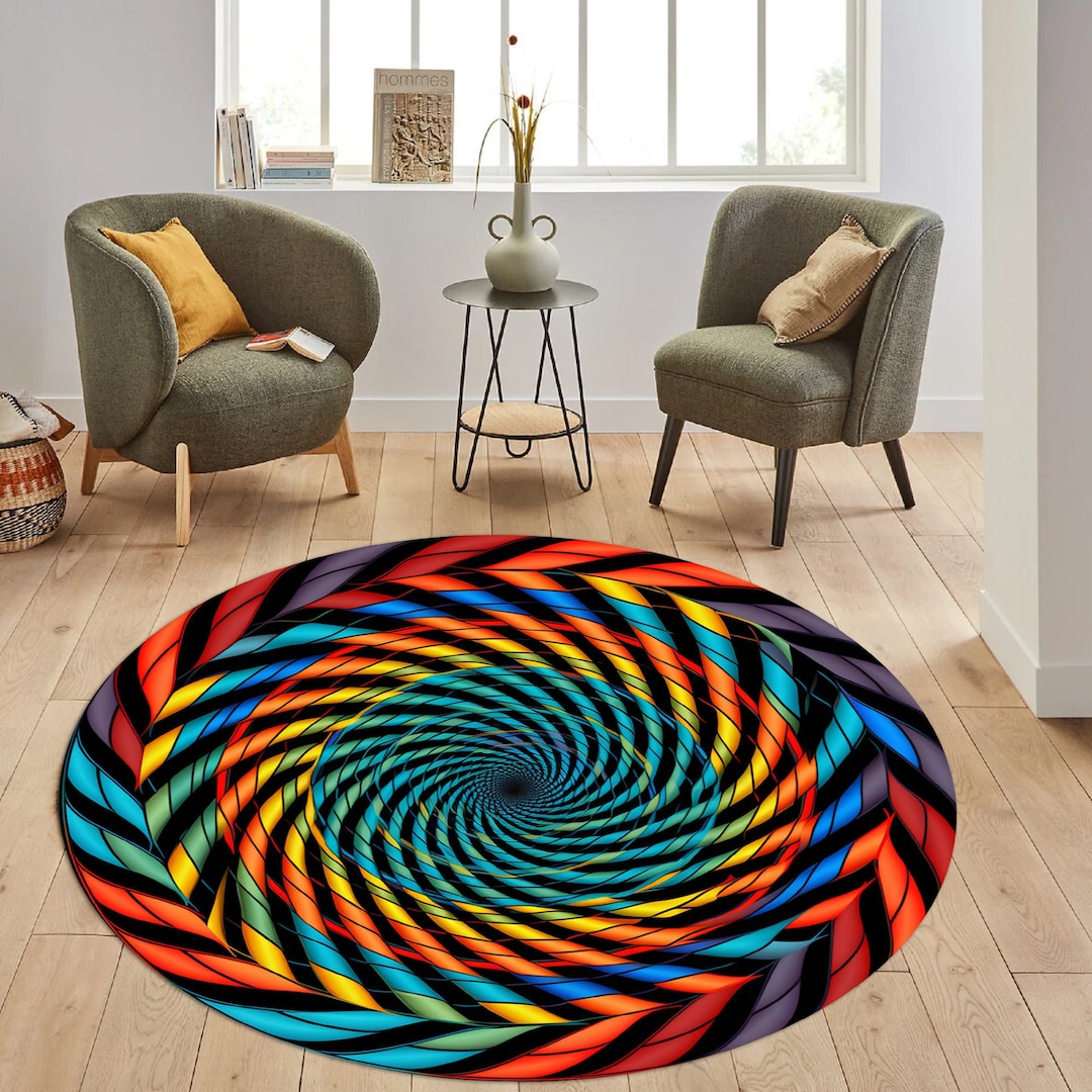 Illusion Rug, Vortex Rug, 3D Vortex Rug, Round Optical Illusion Rug ...