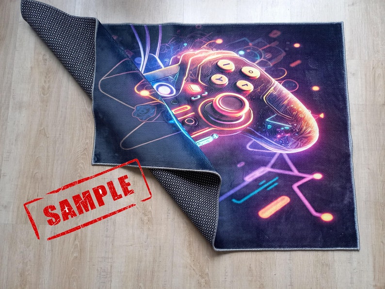 Neon Game Controller Rug, Non Slip Gamer Room Decor - Etsy