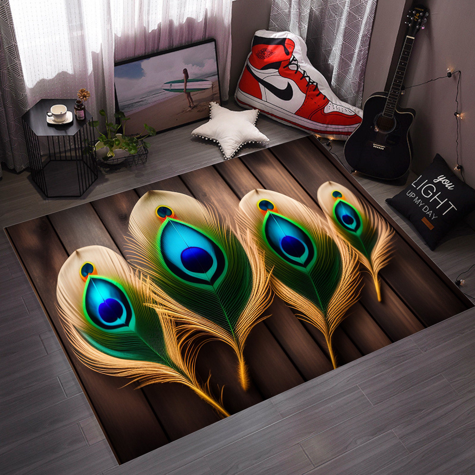 Peacock Rug Peacock Patterned Rug Animal Decor Rug - Etsy