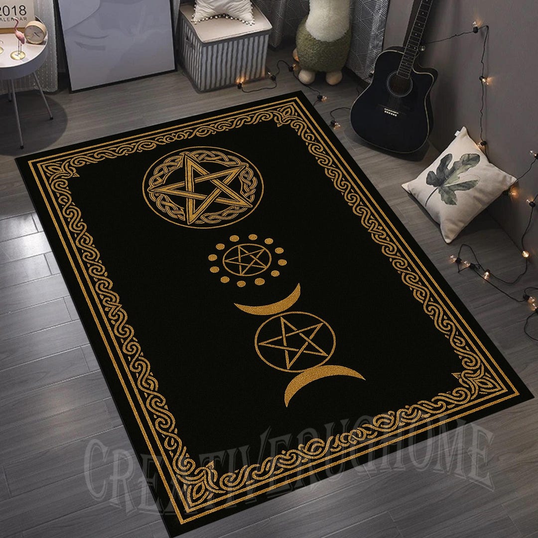 Pentagram Rug,gold and Black Pentagram Rug, Black Gold Rug,satan Rug ...