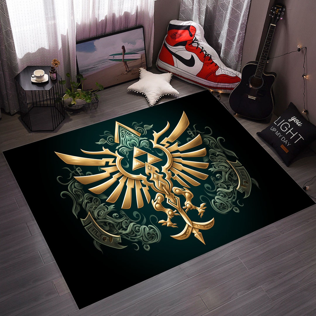 Zelda, Zelda Legend Rug, Legend of Zelda, Game Room Rug, Gaming Area ...