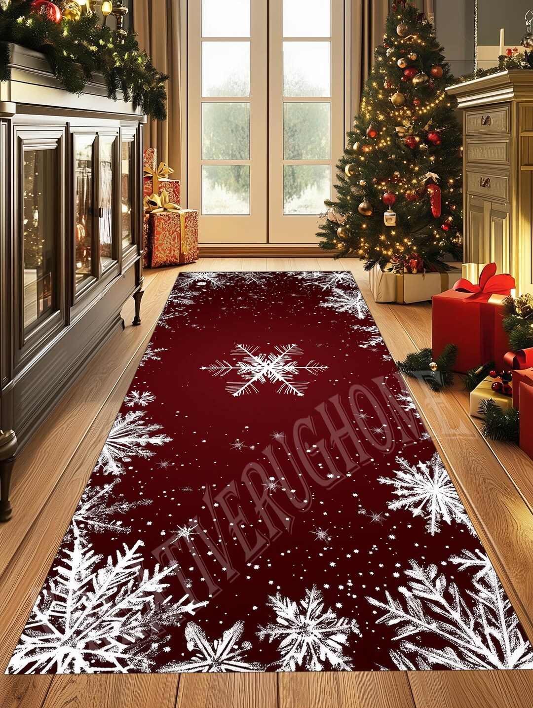 Snowflake Area Rug,christmas Snowflake Rug,snowflake Runner Rug ...
