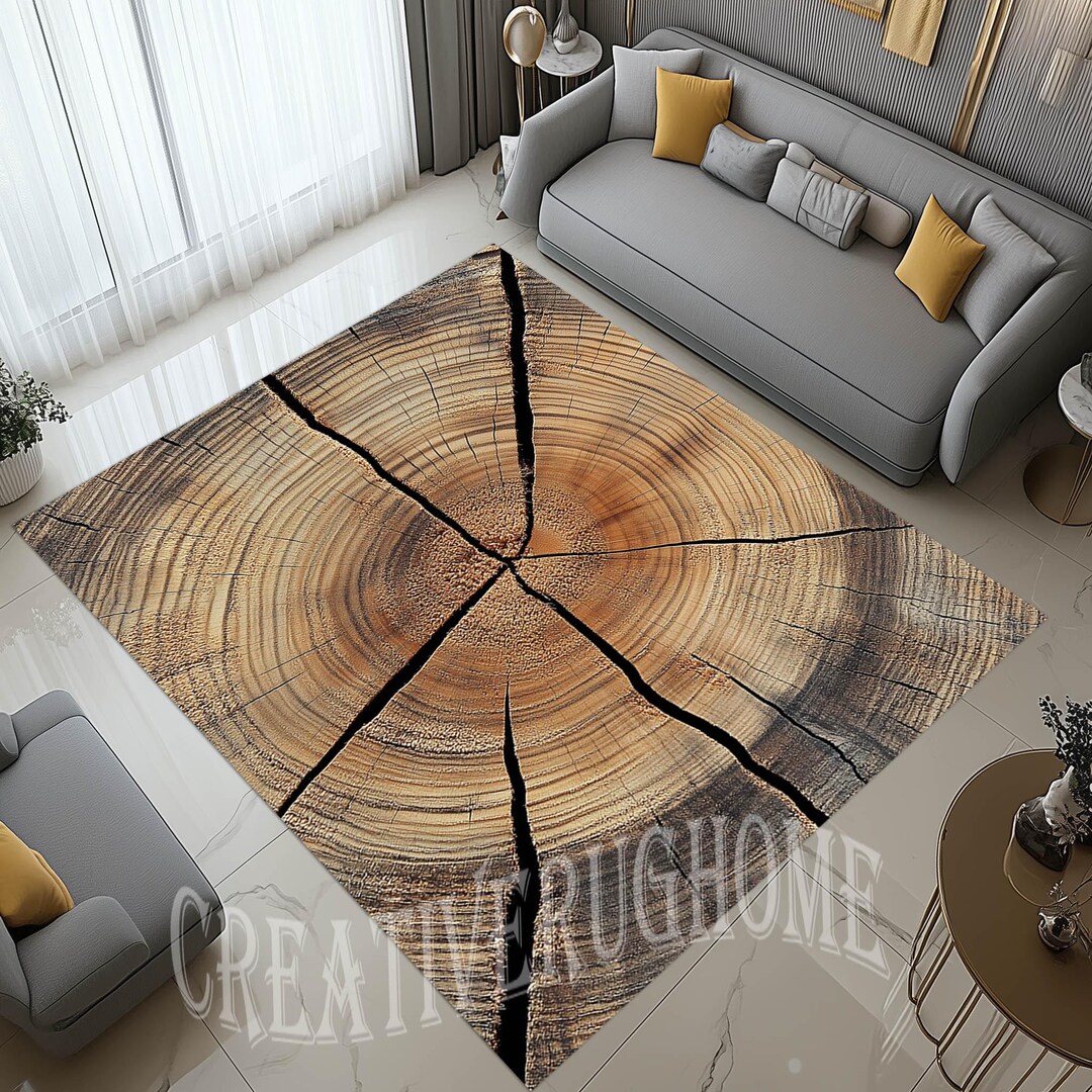 Wood Texture Rug, Tree Ring Rug, Tree Ring Art Rug,wood Look Rug, Tree ...