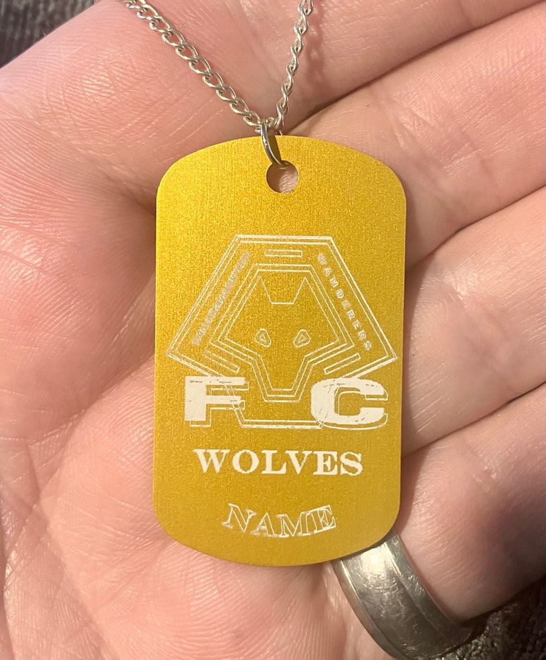 Personalised Football Club Coloured Name Tag & Necklace Any Name or ...