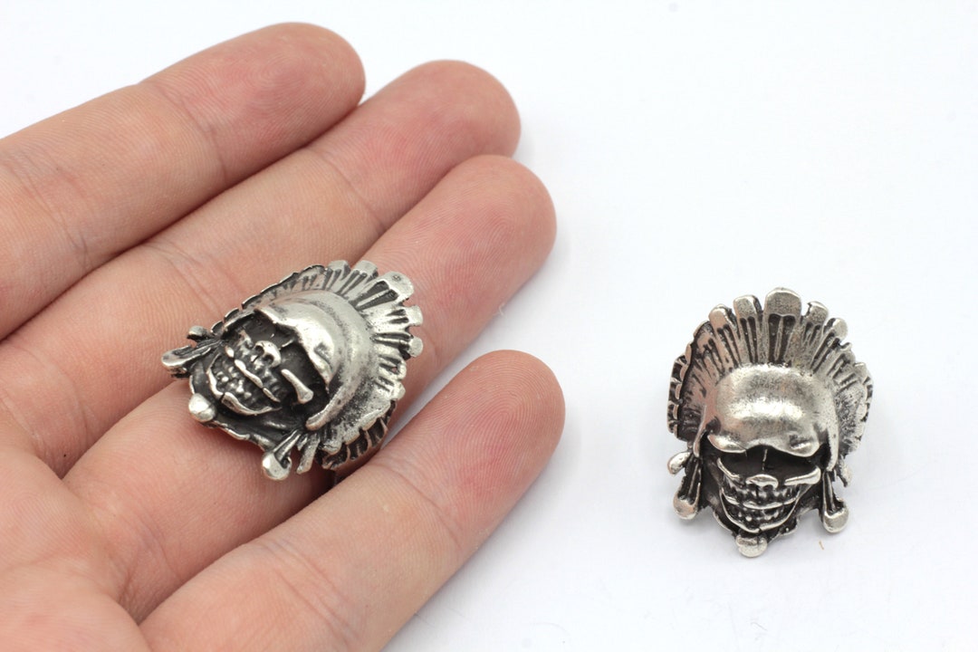 Antique Silver Adjustable Skull Head Ring, Indian Skull Head Ring ...