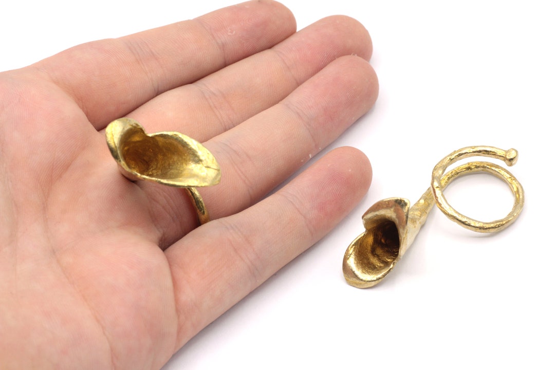 Brass Adjustable Flower Ring, Flower Wrap Ring, Brass Ring, Calla Lily ...